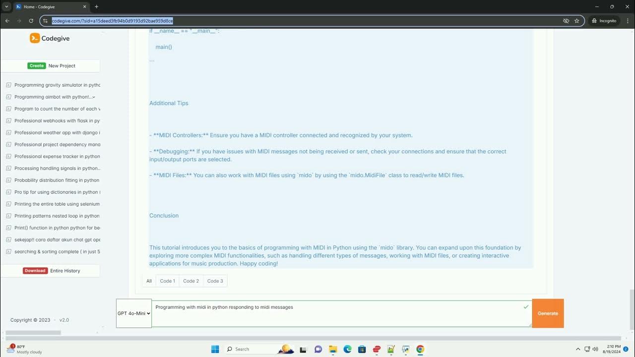 Programming with midi in python responding to midi messages - YouTube