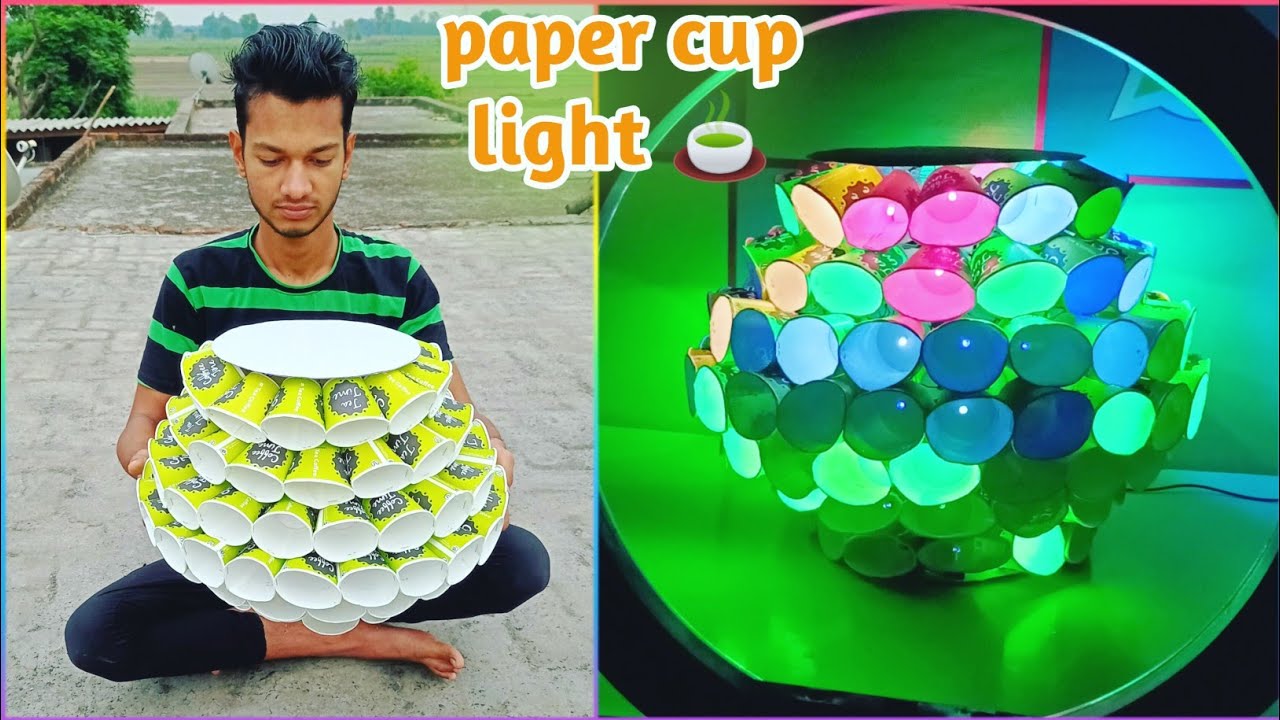 How to make decoration light with paper cup 🌍 | how to make decoration ...