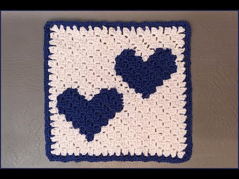 How to Crochet Tutorial: Two Hearts that beat as One - C2C Square ...