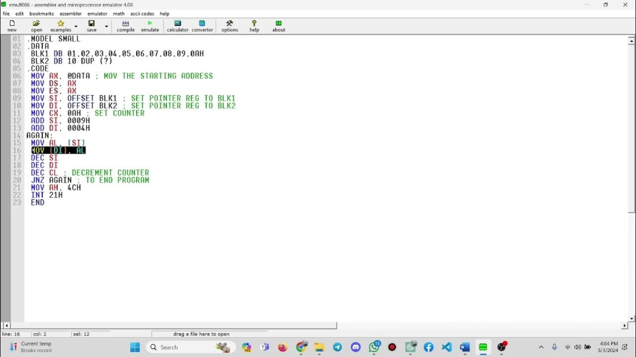 Efficient Block Data Movement with Overlap in Assembly Language | Assembly Programming Tutorial ...