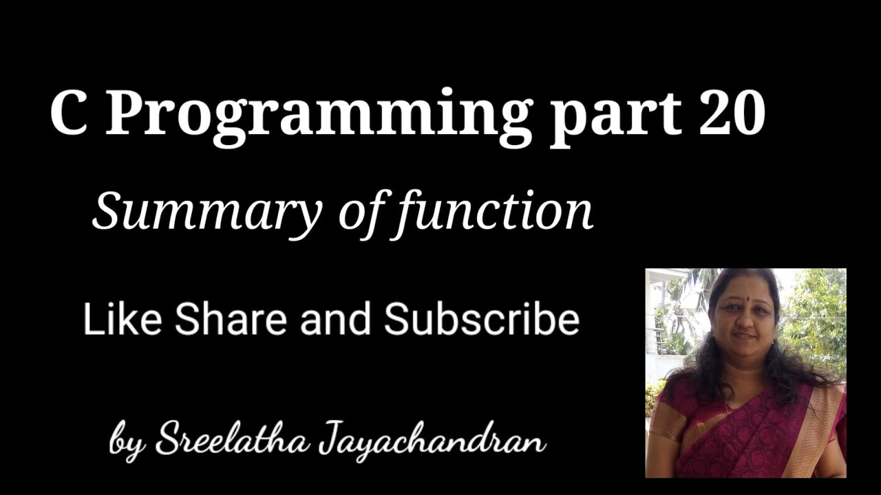 C 20 Introduction To C Programmingsummary Of Functionc Programming In Malayalam Youtube