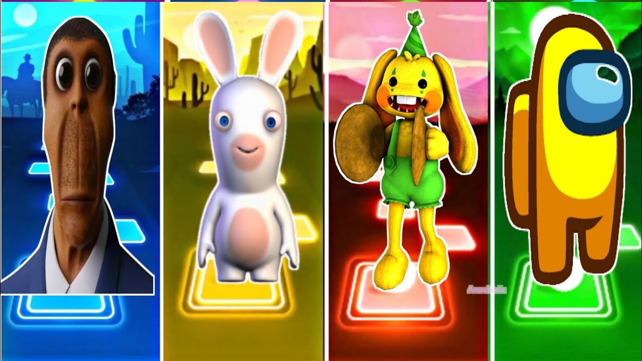 Obunga🆚Rabbids Invasion🆚Bunzo Bunny🆚Among Us💥Who is best player?? - YouTube
