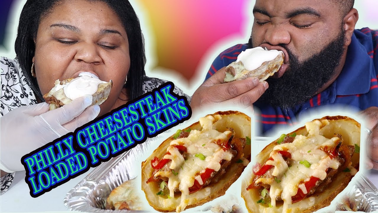 PHILLY CHEESESTEAK potato skins recipe| loaded potato skins| prissy p ...