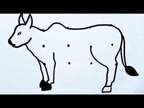 how to draw a cow from 6X2 dots I cow drawing from 6x2 dots - YouTube