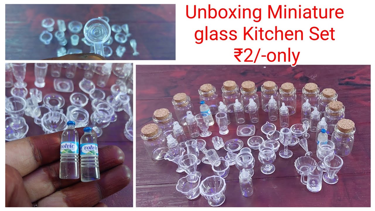 miniature glass kitchen set Unboxing/miniature toys collection ...