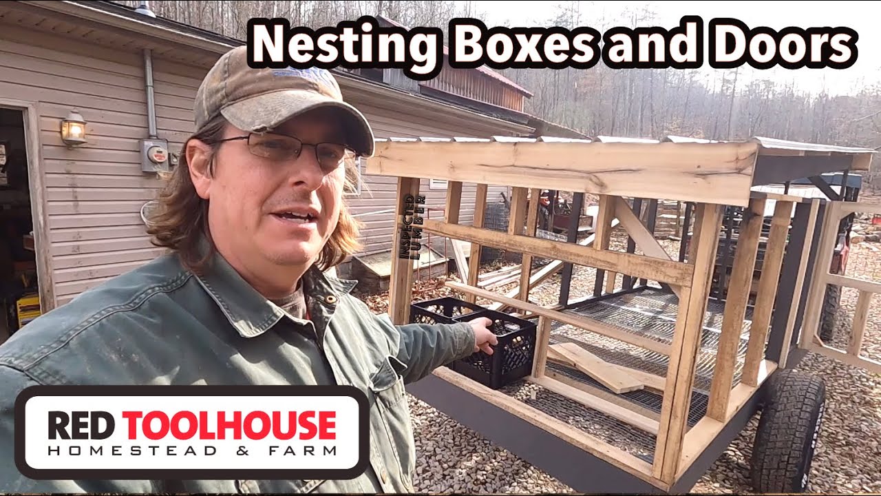 Nesting Boxes and Access Doors for Our MOBILE CHICKEN COOP - YouTube