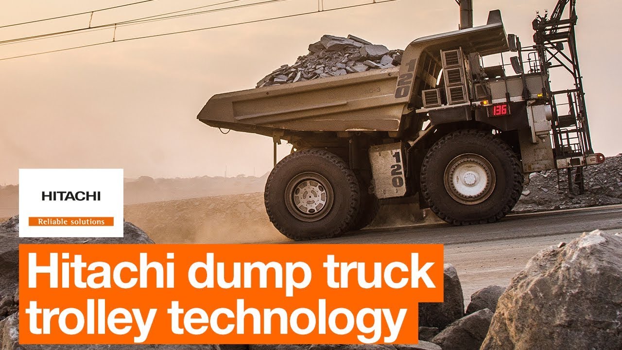 Hitachi dump truck trolley technology boosts productivity - YouTube