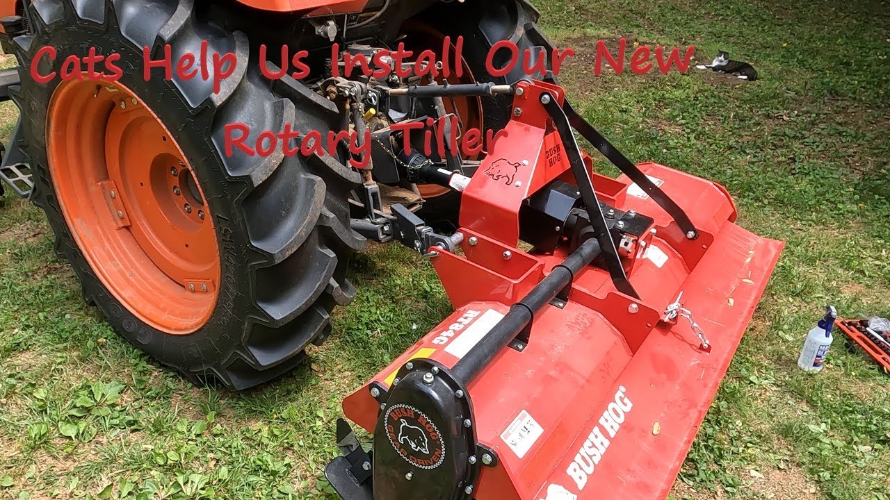 Installing Our New Bush Hog Rotary Tiller RT84G (The Cat Helped) #farm ...