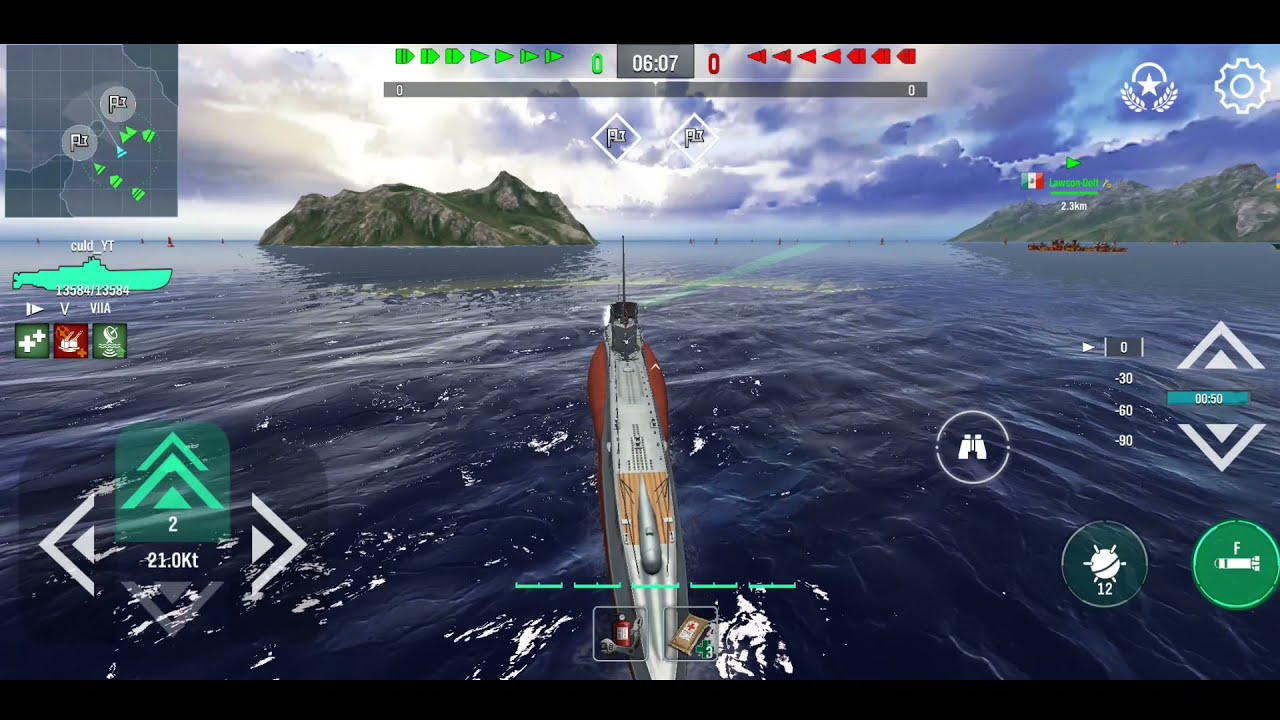 🔴 Warship world war | U-Boat type VIIA 50k dmg 3 kill | game submarine android - YouTube