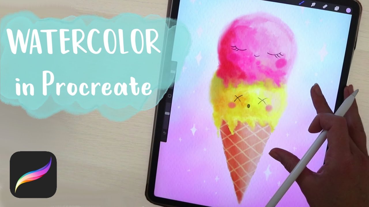 Ice Cream 🍦 Watercolor Digital Art in Procreate on iPad Pro - YouTube