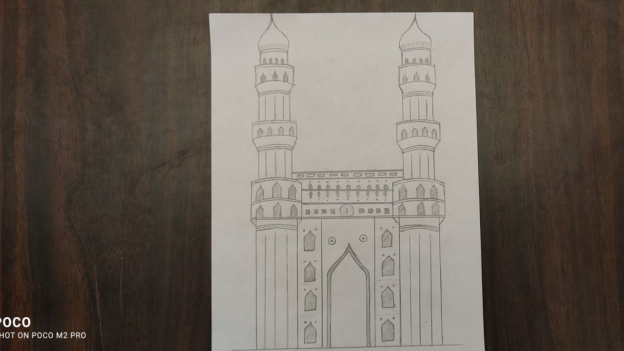 How to draw charminar ll Art step by step so easy. Drawing for ...