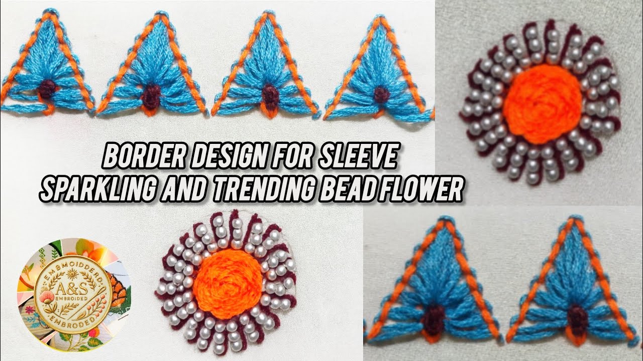 Easy & Attractive Triangle Border Design for sleeve | Sparkling and ...
