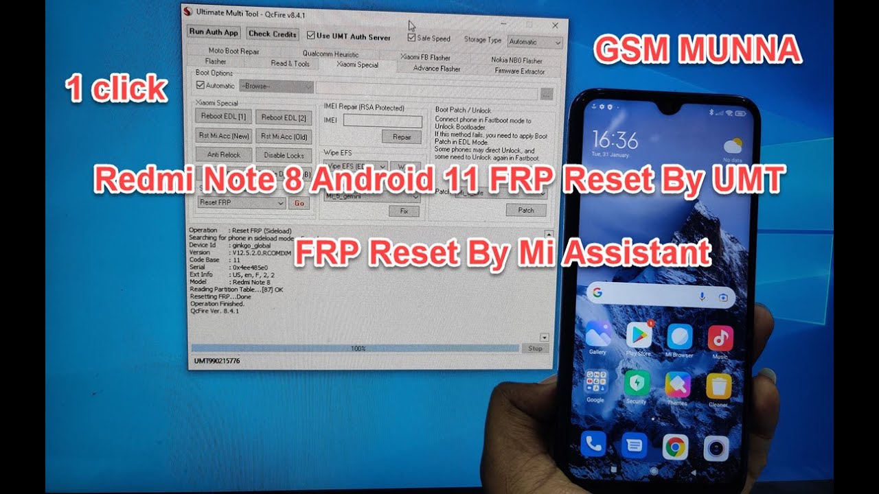 Redmi Note 8 Android 11 FRP Reset By UMT - YouTube