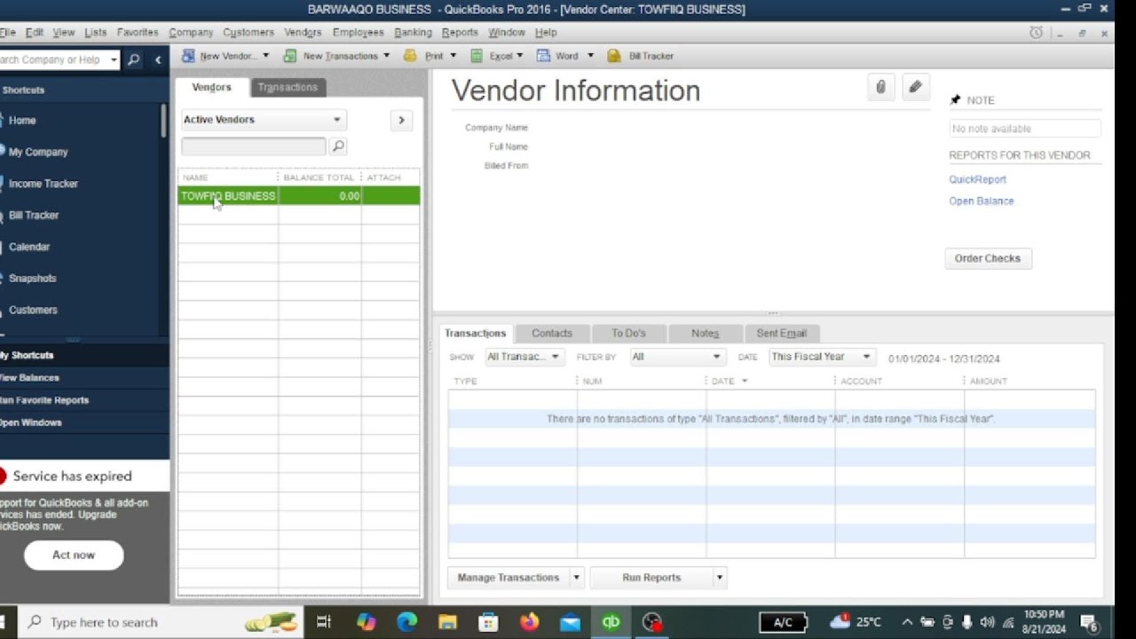 LESSON 7:ADDING VENDOR/SUPPLIER IN QUICKBOOK. - YouTube