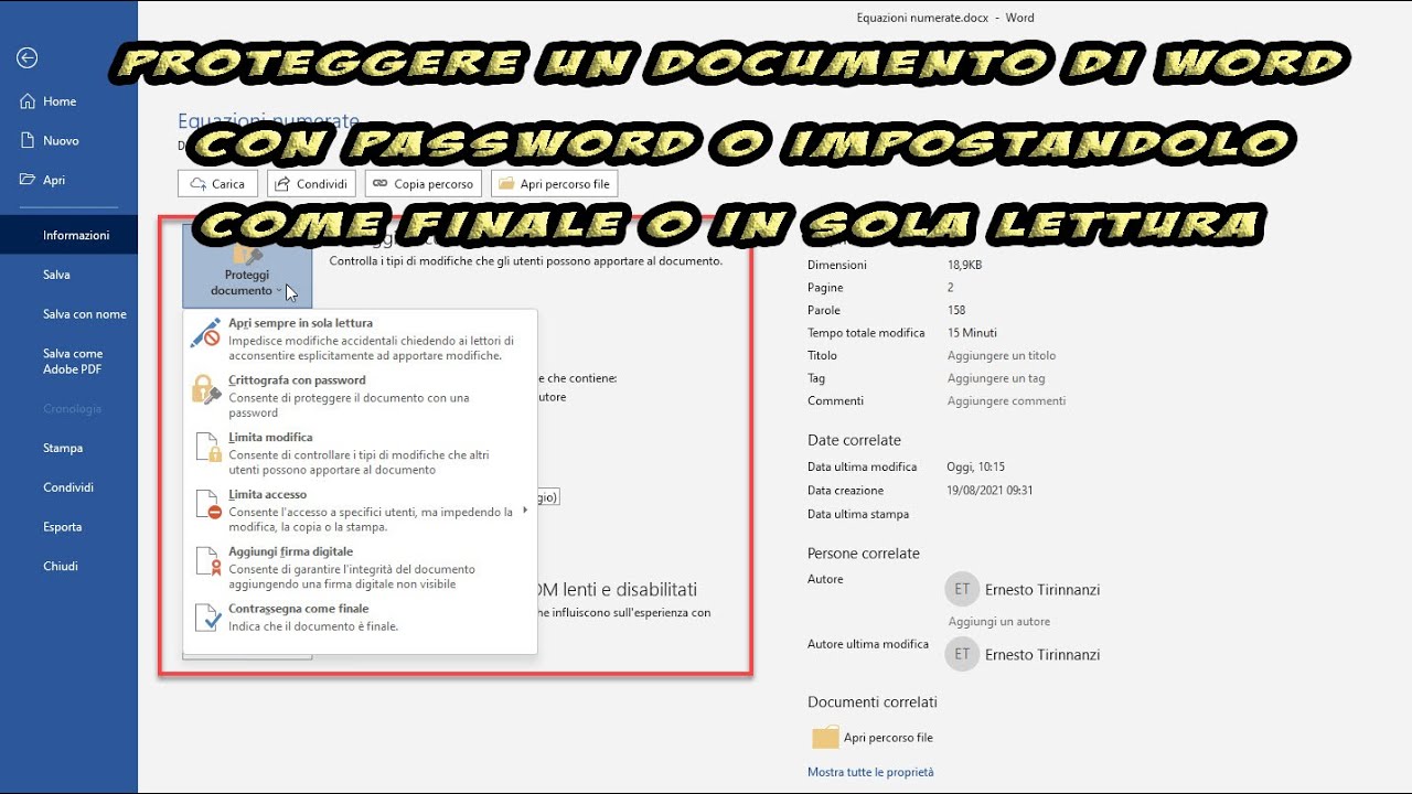 Come proteggere un documento Word da modifiche, in sola lettura, con ...