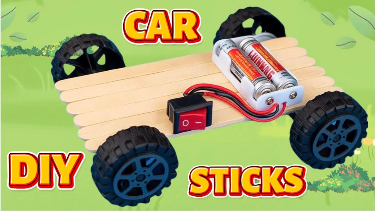 Smooth Running DIY Motor Car Made from Popsicle Sticks – Super Easy to ...