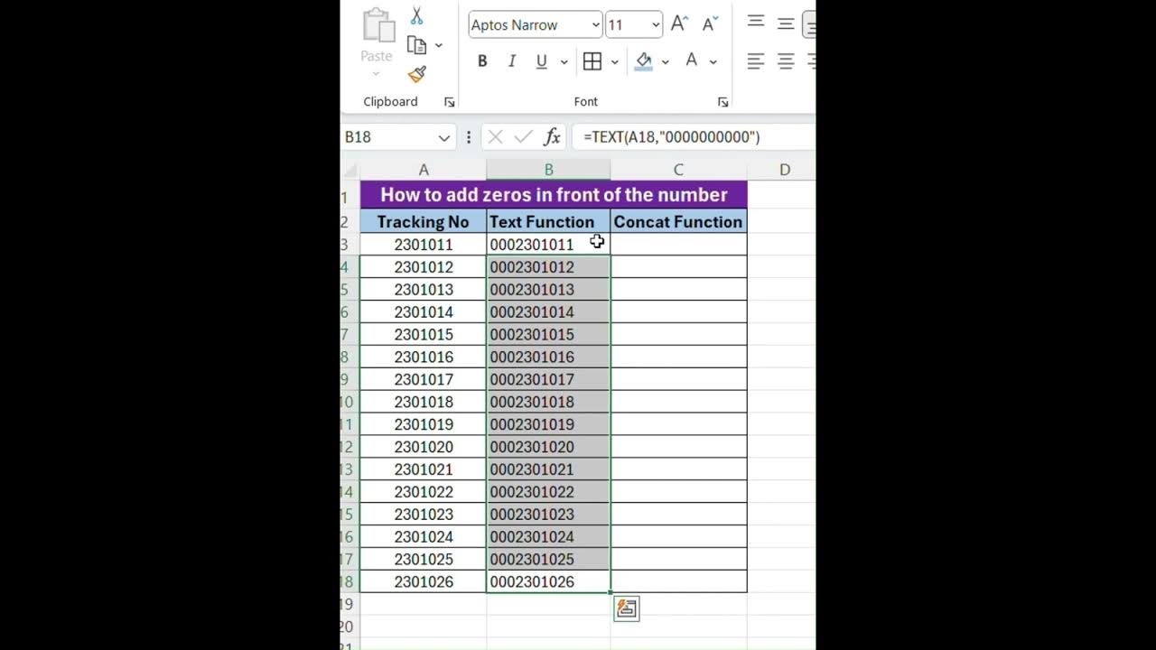 How add Zero in front of the number in Excel - YouTube