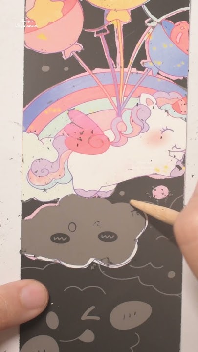 Scratch Art: Unicorn 2 ユニーコン Relaxing Satisfying Stress Relief #shorts ...