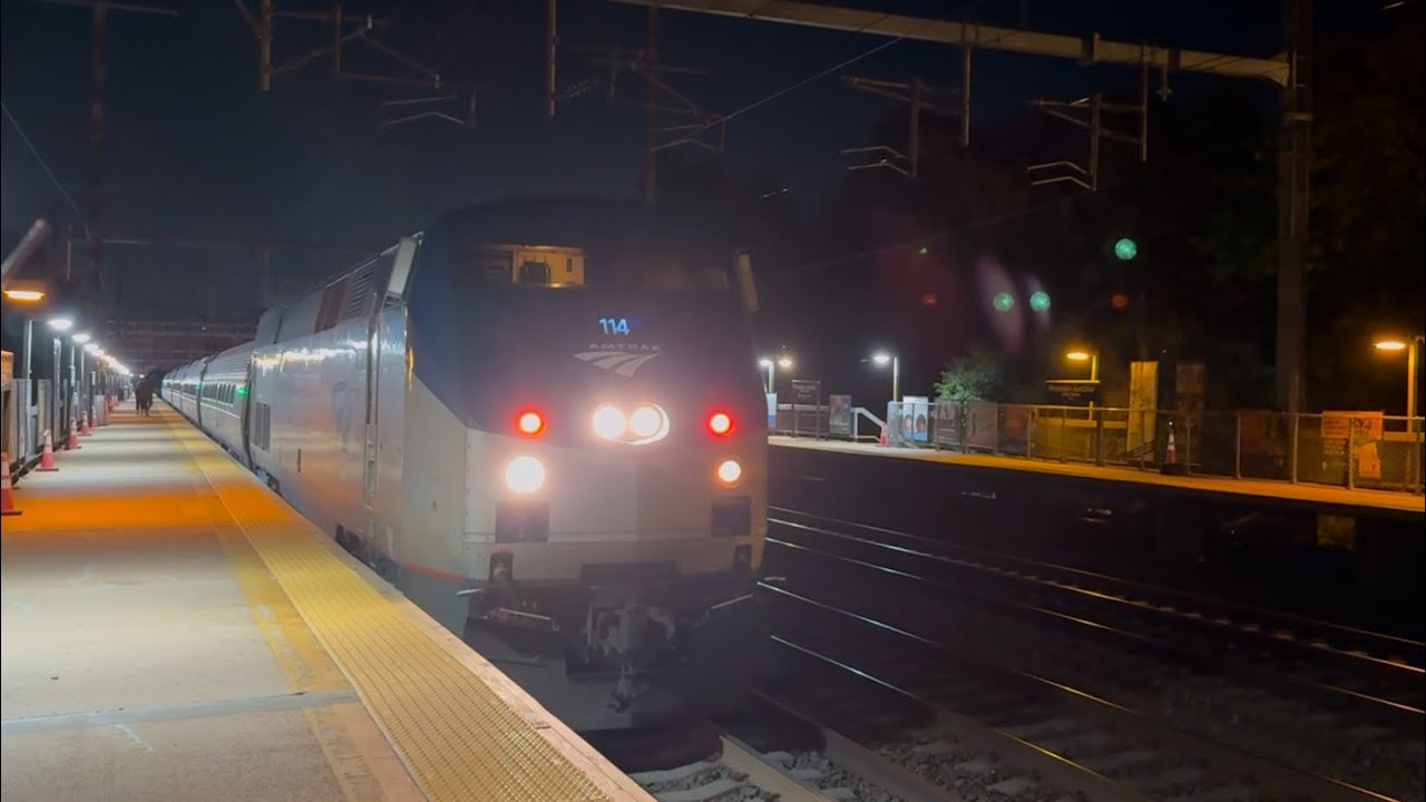 Amtrak P42DC 114 leads train 55 out of Princeton Junction 10/11/24 ...