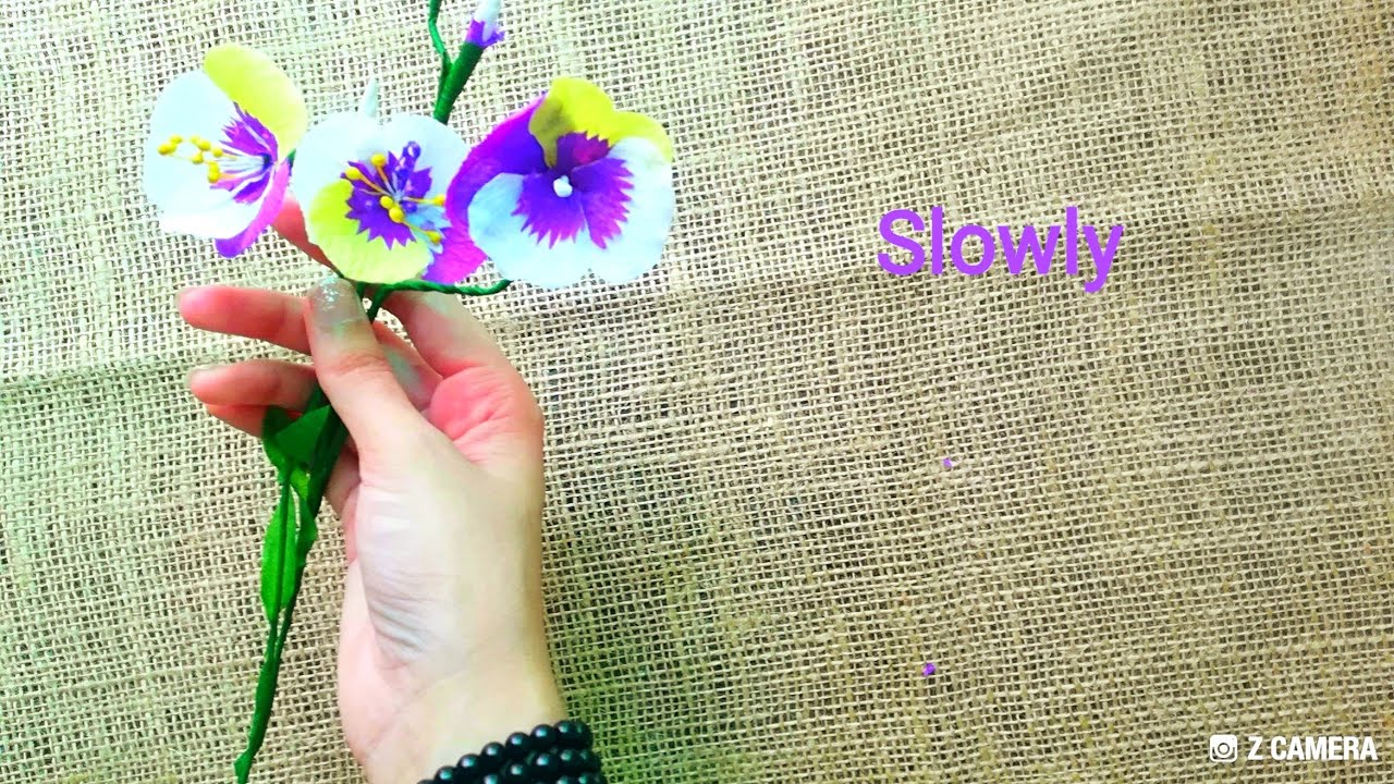 Pensy flowers tutorials |How to make garden Pensy flowers from crepe ...