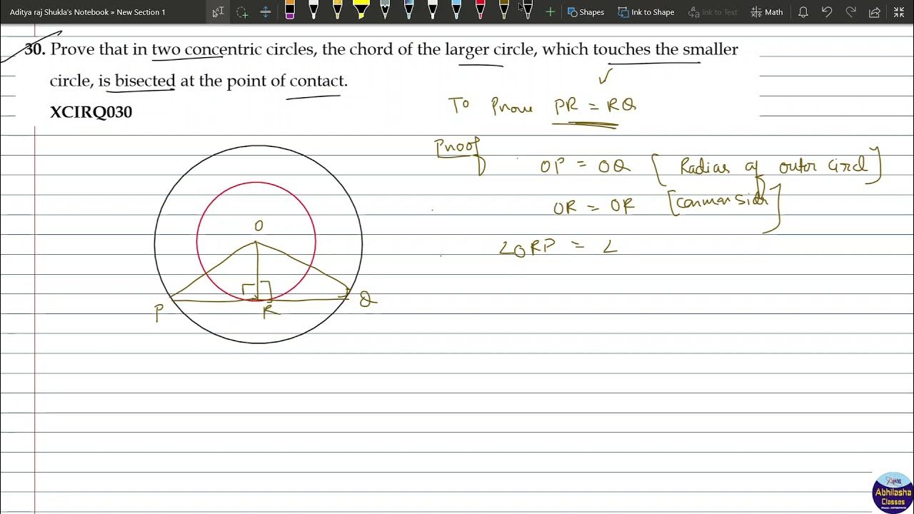 XCIRQ030 _ Prove that in two concentric circles, the chord of the larger circle, which touches ...