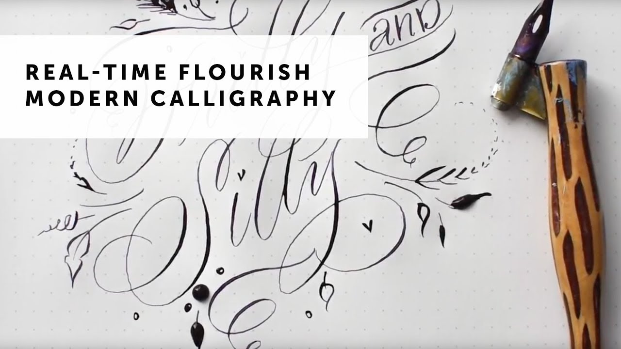 Frilly & Silly Messy Modern Calligraphy Flourishing - YouTube