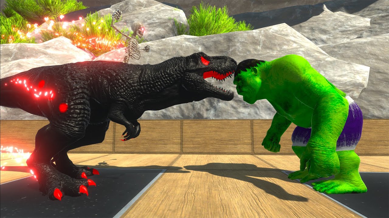 GHOST RIDER T-REX vs HELLBOY GORO vs HULK GORO DEATH RUN - Animal ...