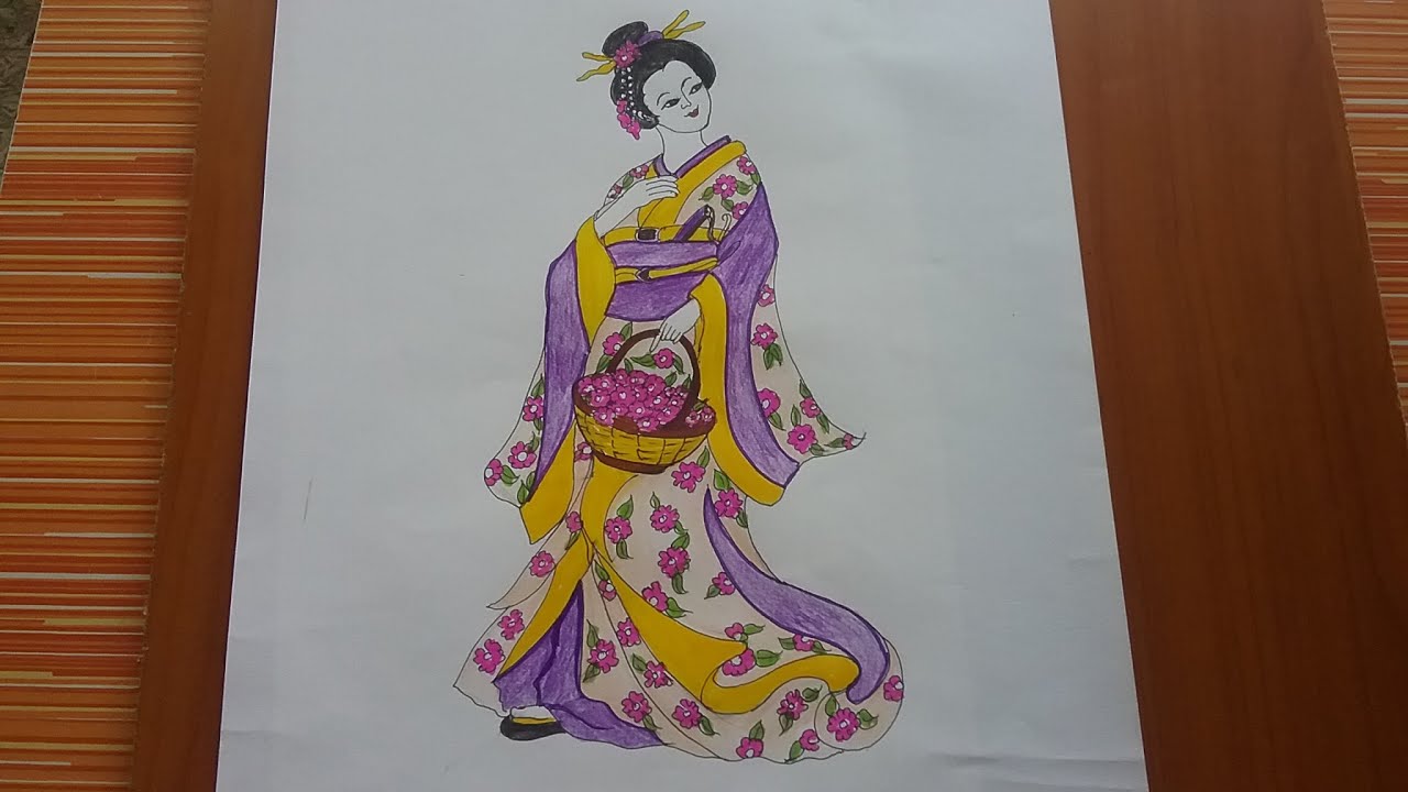 How to draw a Japanese's lady ,draw with me, daily drawing practice ...