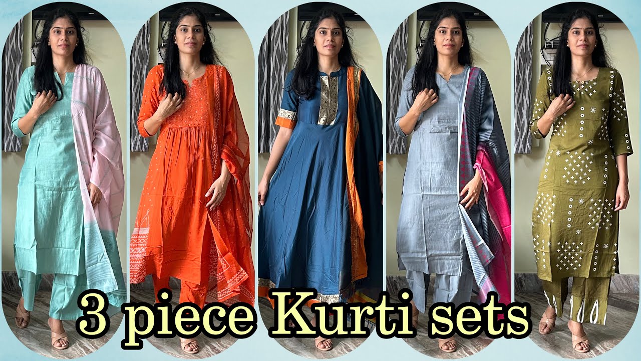 Simple 3 piece kurti sets below Rs 800/- for women from Amazon|Wardrobe ...