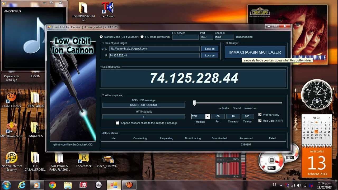 COMO TUMBAR UNA PAGINA WEB CON LOIC DE ANONYMYS - YouTube