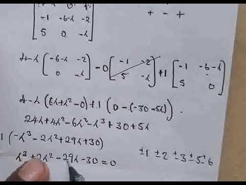 step by step solving for the eigen values of a 3x3 matrix, - YouTube