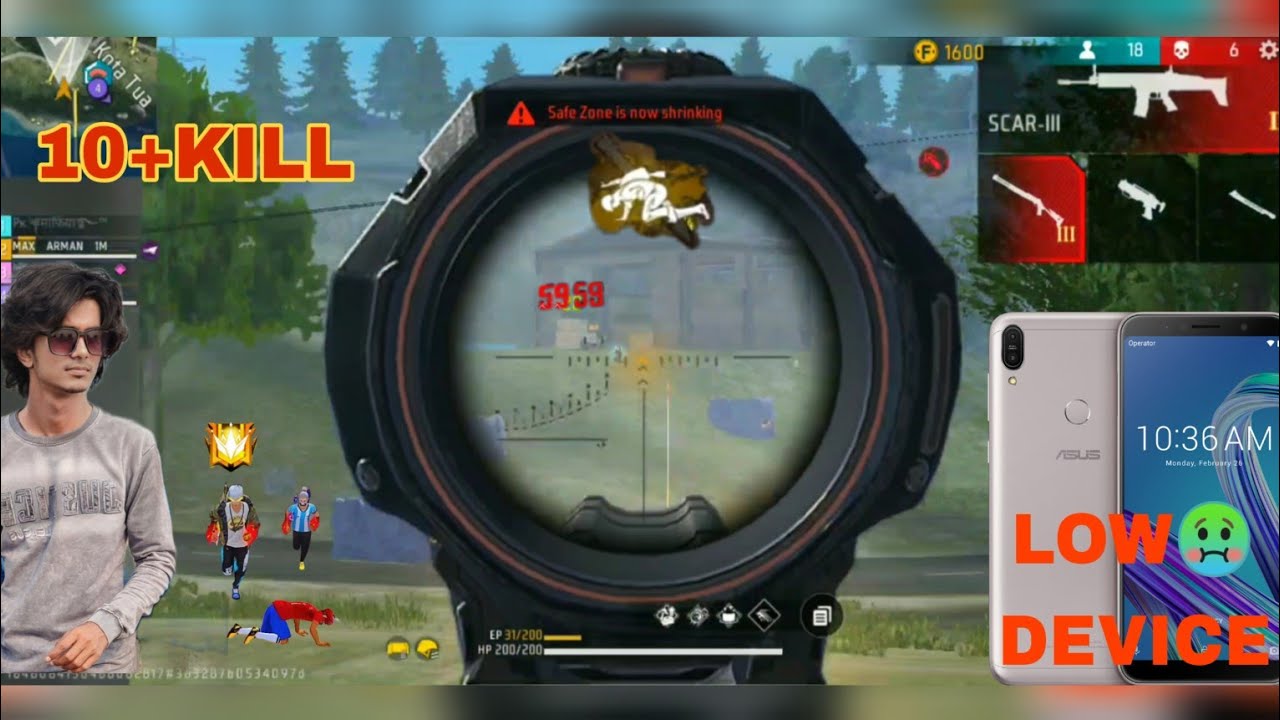 Asus m1 pro📱 free fire game play mobile LaG🤢 10+KILL headshot free fire ...