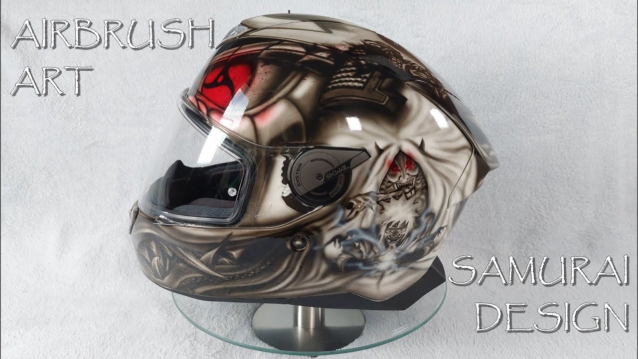 How to made/airbrush Samurai designed Moto Helmet - Airbrush Art - 2 ...