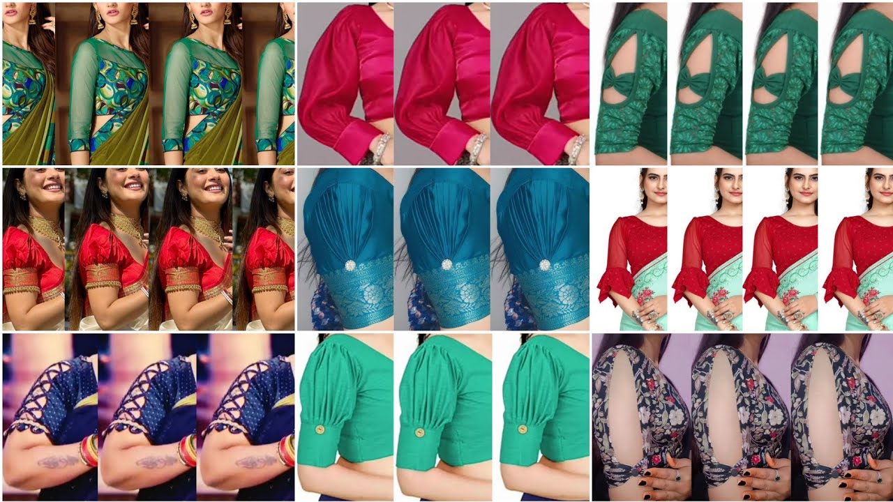 🤩🌈Beautiful Blouse sleeves Design Ideas/Unique Sleeves Design/Baju Idea ...