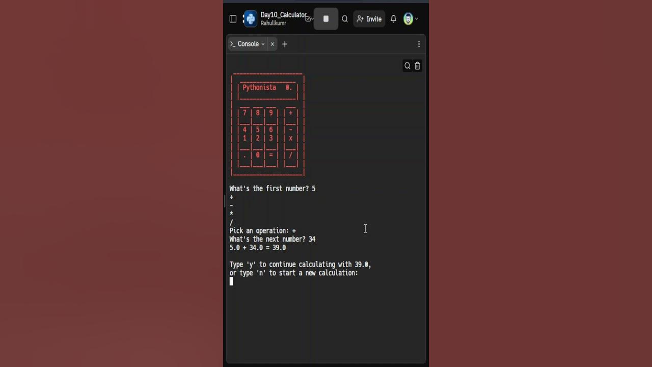 Calculator Python Project Udemy 100daysofcode Python 100daysofpython Codingrah Youtube