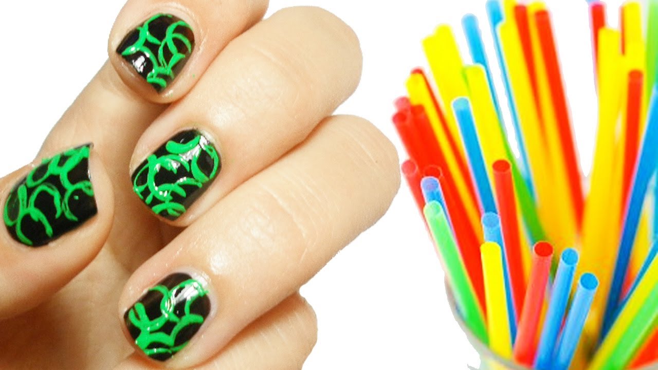 Straw / Cannuccia Nail Art Tutorial - YouTube