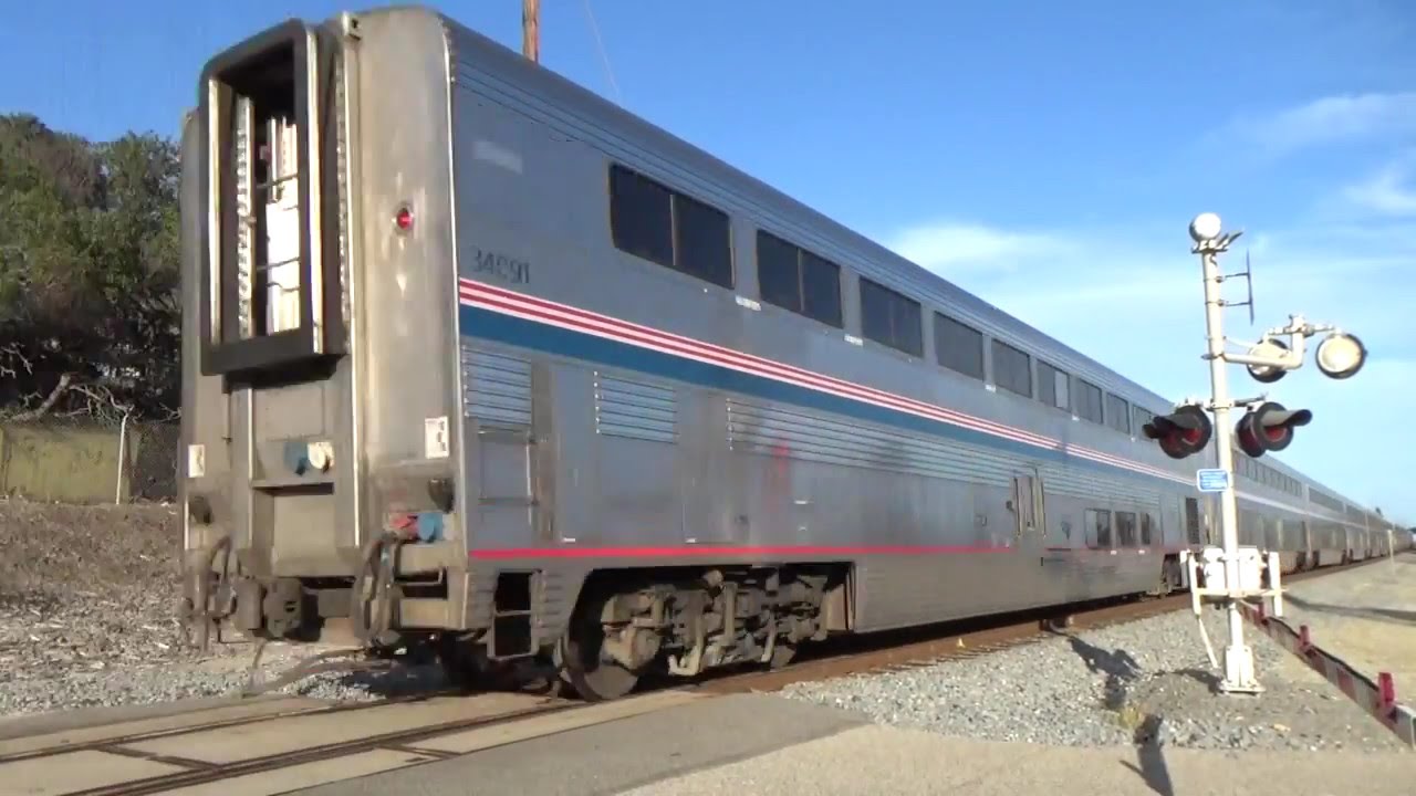 *Rare Dash-8 Leader* Amtrak 505 on Coast Starlight @ Railroad Crossing Seacliff CA - YouTube