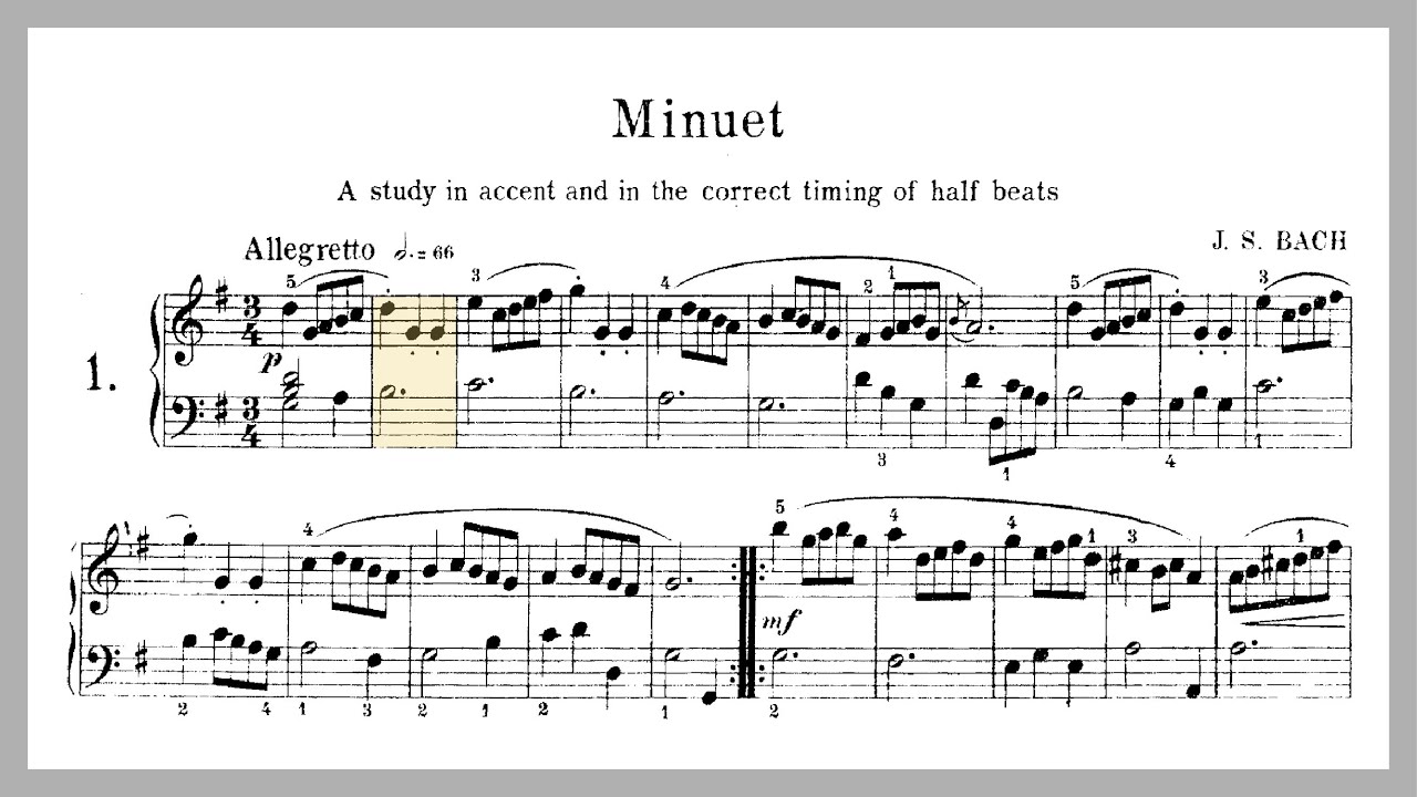 Possibly the most well known Bach piece (Minuet in G Major from First ...