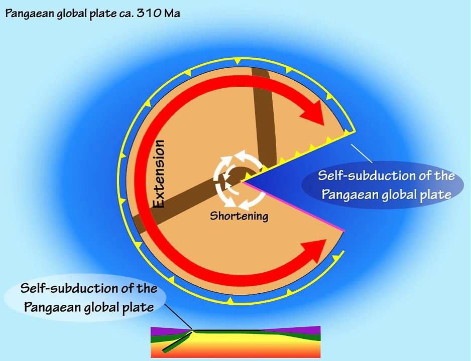 Self subduction of the Pangaean global plate - YouTube