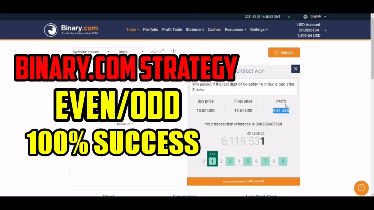Binary.Com Trading 100% Real Strategy Even/Odd - Binary.com 2022 - YouTube