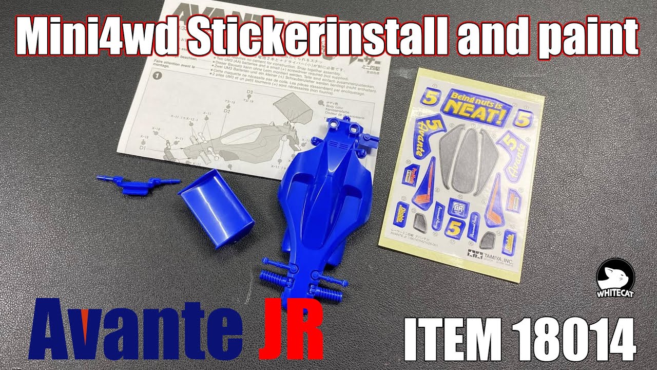 Mini4wd Stickerinstall and paint Avante JR ITEM 18014 - YouTube