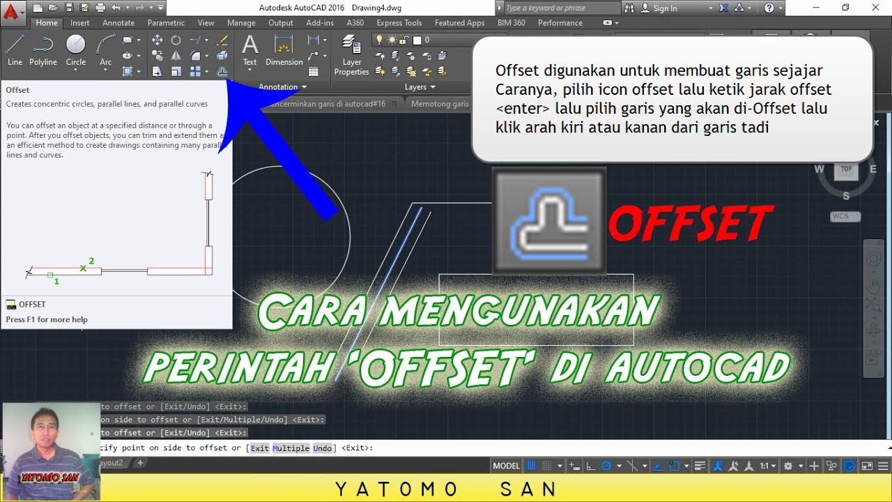 Cara menggunakan perintah Offset di autocad#18 - YouTube