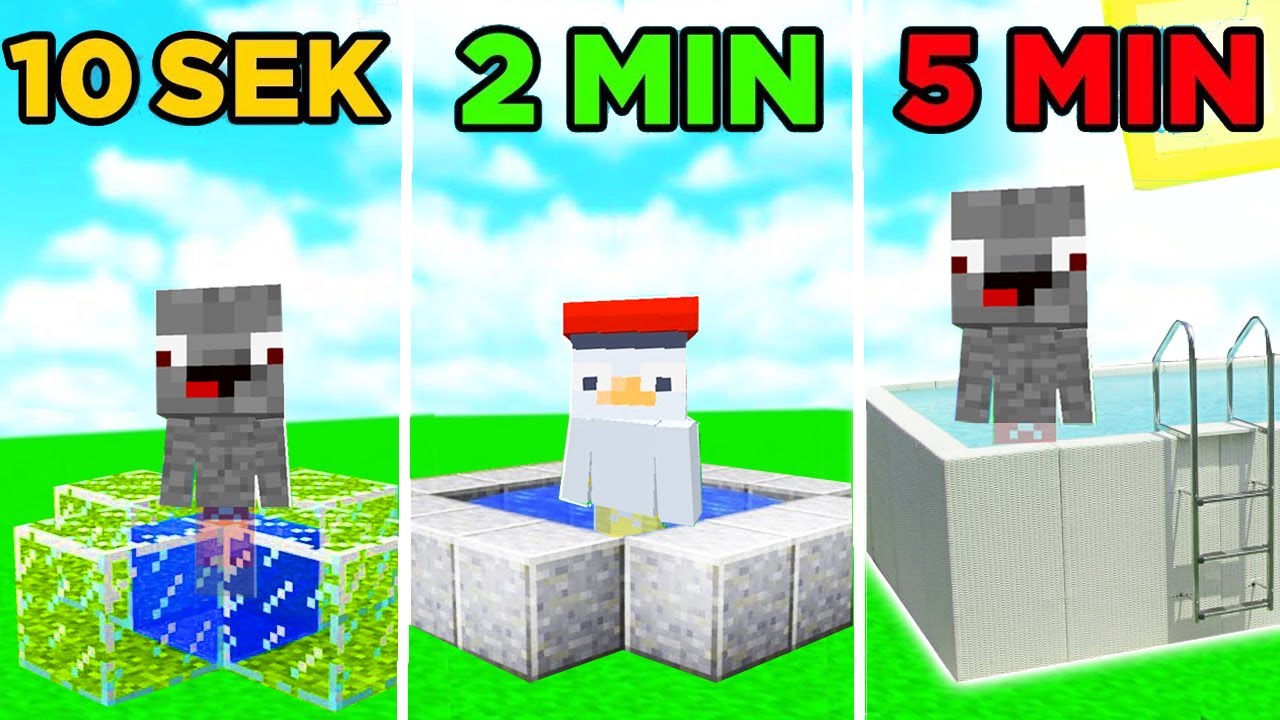 LUXUS POOL BAUEN in 30 Sekunden, 2 Minuten & 5 Minuten in MINECRAFT ...