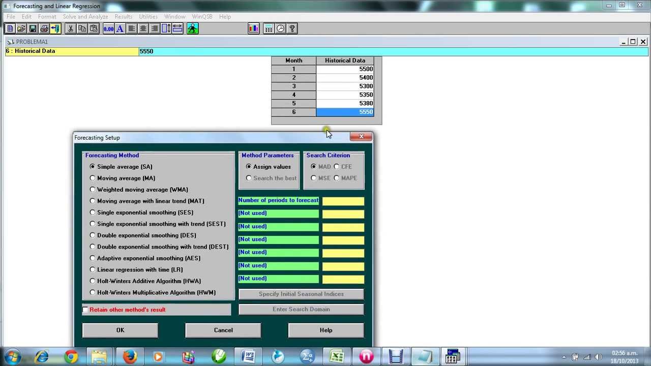 PRONOSTICO CON PROGRAMA WinQSB - FORECASTING ( MODELO 1 ) - YouTube