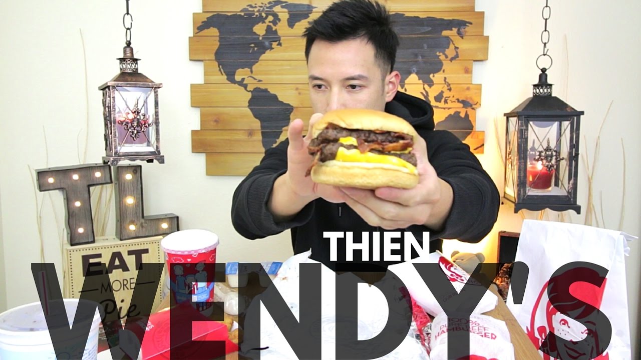 [mukbang with THIEN]: Wendy's (Baconator, Vanilla Frosty, Junior Bacon ...