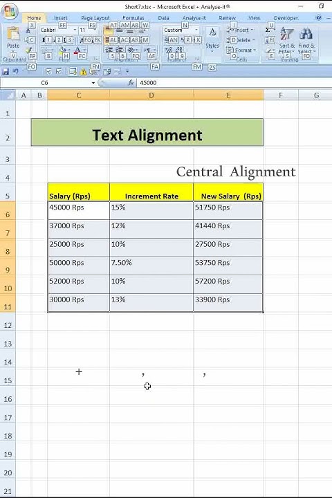 Text Alignment Shortcut Keys Right Left And Central Excelshorts Exceltricksandtips Youtube