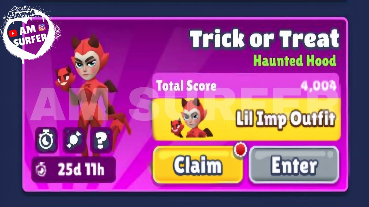 Subway Surfers Trick or Treat 🍬🍭 : Get Thursday's Lil Imp Outfit 😈 on ...