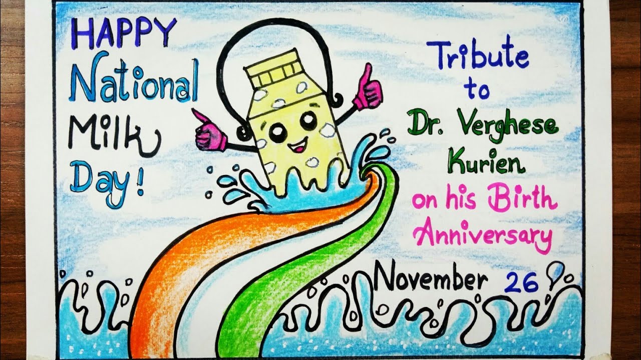 Very Easy Poster making on National Milk day 26 November for Kids - YouTube