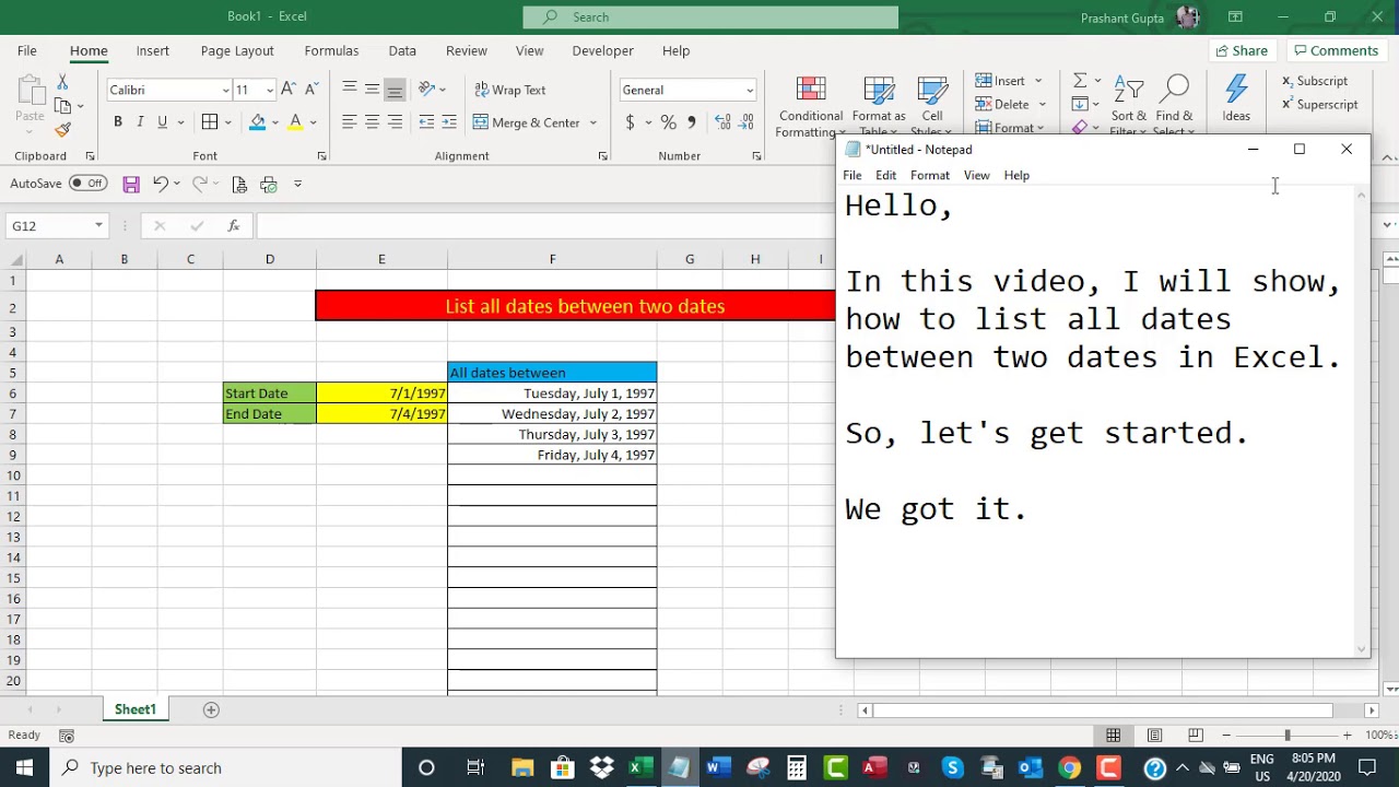 Solved How To Get List Of Dates Between Two Dates 9to5Answer Solved How To Get List Of Dates Between Two Dates 9to5Answer
