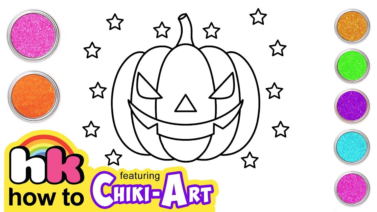 Chiki Art | Draw A Halloween Pumpkin | Draw & Paint | Learn Colors For ...